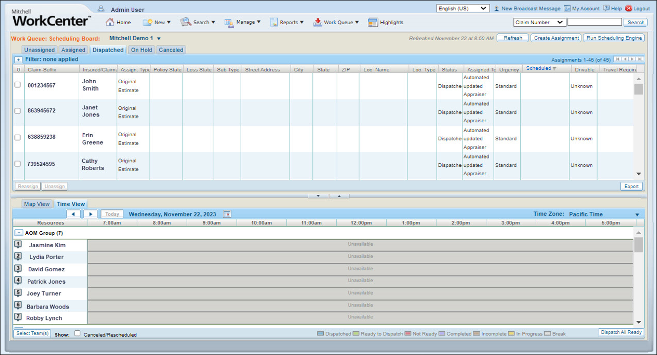 Dispatch Scheduling Board